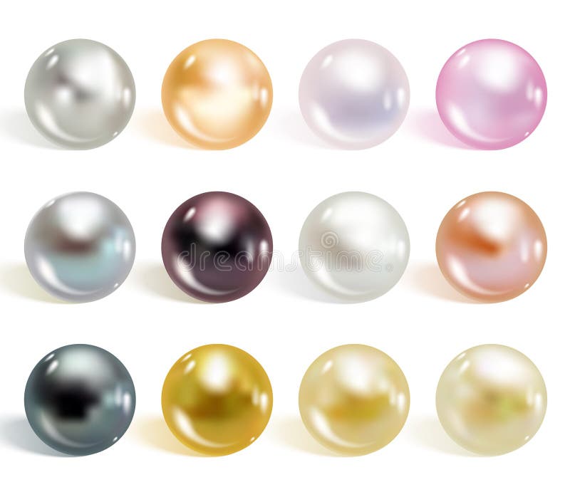 Realistic Different Colors Pearls Set. Stock Vector - Illustration of ...