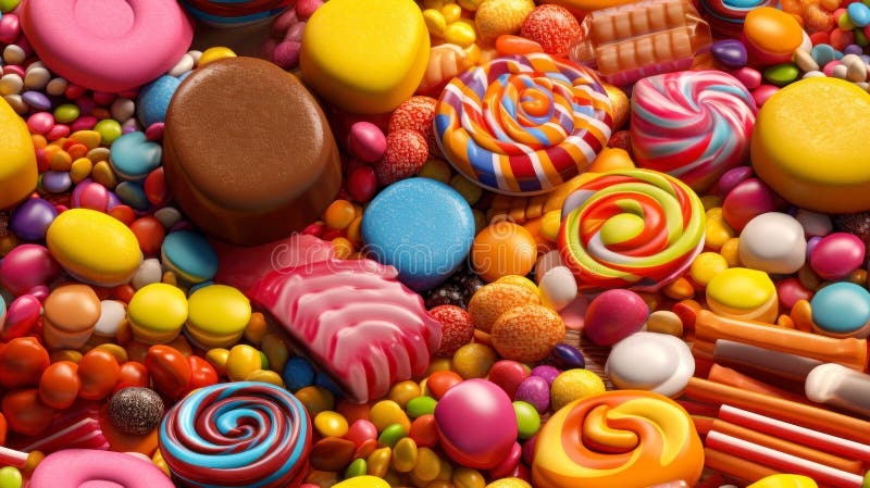 Realistic Different Types of Candies in 3D, Candies Texture Concept ...