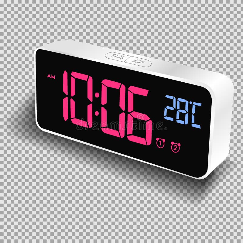 Realistic Digital Alarm Clock with Lcd Display Isolated Vector ...