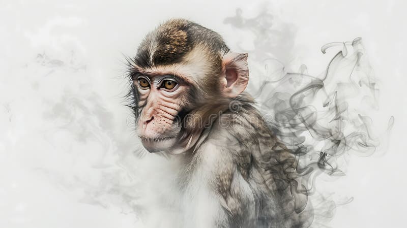 A Realistic Digital Artwork of a Monkey with Detailed Facial Features ...