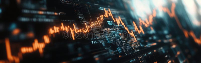 A Realistic Digital Graph Displays Stock Market Trends and Trading ...