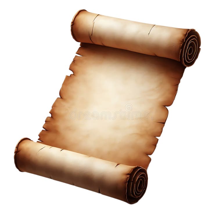 Realistic Digital Illustration of Ancient Blank Parchment Scroll on ...