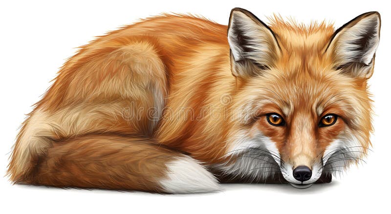 Realistic Digital Illustration of a Red Fox (Vulpes Vulpes) Lying Down ...