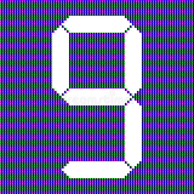 Realistic Digital LED Screen with Digital Number Nine 9 for Pattern and ...