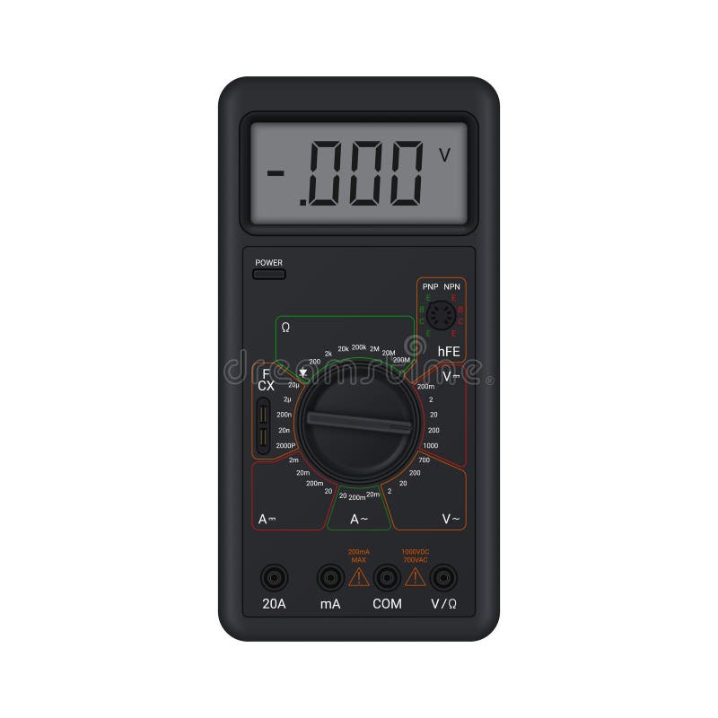 Realistic Digital Multimeter. Stock Vector - Illustration of device ...