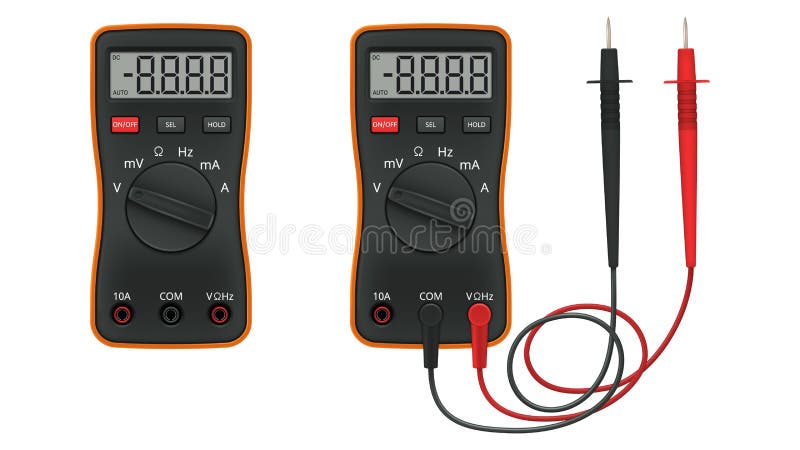 Realistic Digital Multimeter with Set of Probes. Stock Vector ...