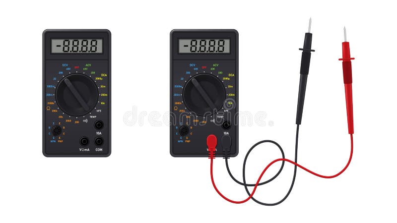 Realistic Digital Multimeter with Set of Probes. Stock Vector ...