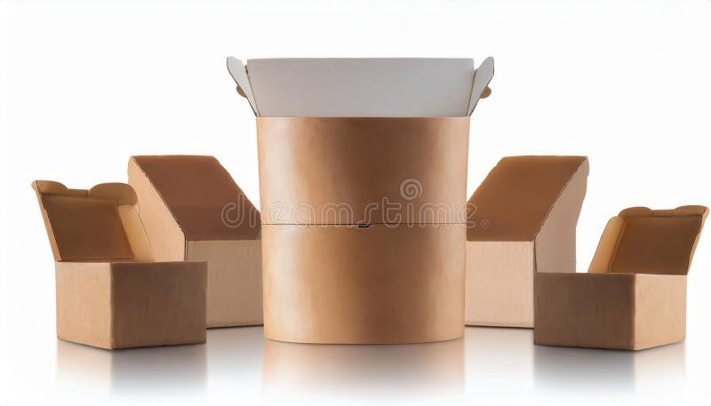 Realistic Digital Rendering of Multiple Open Food Packaging Boxes ...