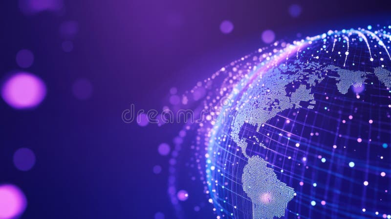 Realistic Digital Technology Background with Blue Gradient and Dotted ...