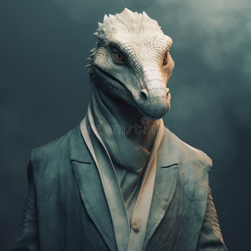 Realistic Dinosaur Pose with Surrealistic Minimalism Stock Illustration ...