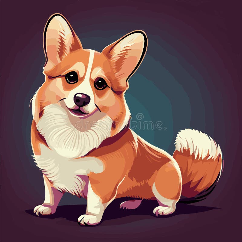 Realistic Dog Breed Corgi, on a Dark Background - Vector Stock Vector ...