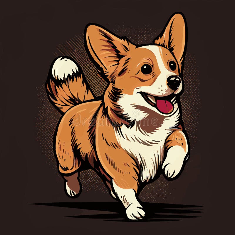 Realistic Dog Breed Corgi, on a Dark Background - Vector Stock Vector ...