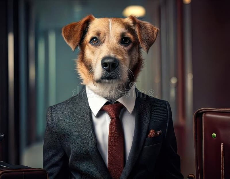 Realistic Dog in a Stylish Business Suit Stock Illustration ...