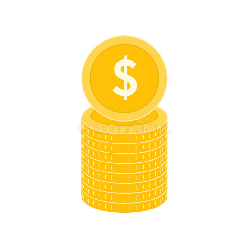 Realistic Dollar Coin Vector Icon Design Template. Gold Coin Sta Stock ...