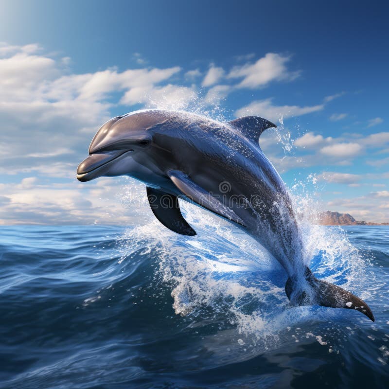 Realistic Dolphin Leaping Out of the Ocean - Vray Tracing Stock ...