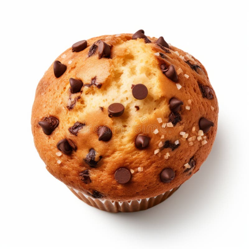 Realistic Double Tone Chocolate Chip Muffin on White Background Stock ...