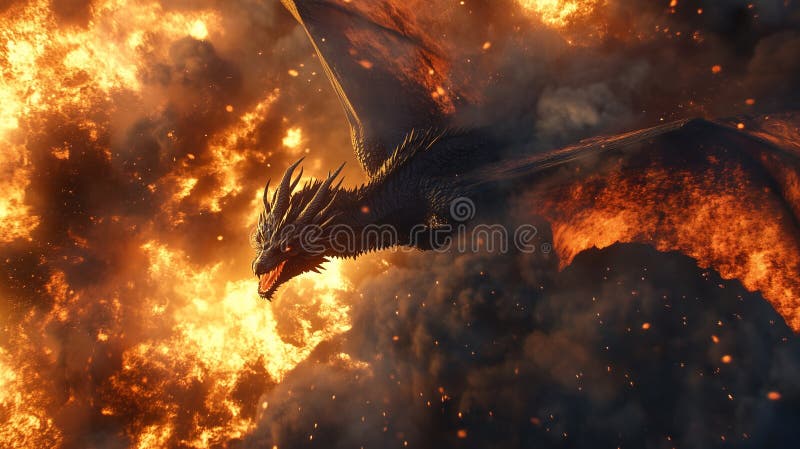 Realistic Dragon Illustration Fire Fantasy Stock Photo - Image of ...