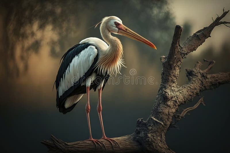 Realistic Drawing of an African Stork, Beautiful and Wild Bird, Ai ...