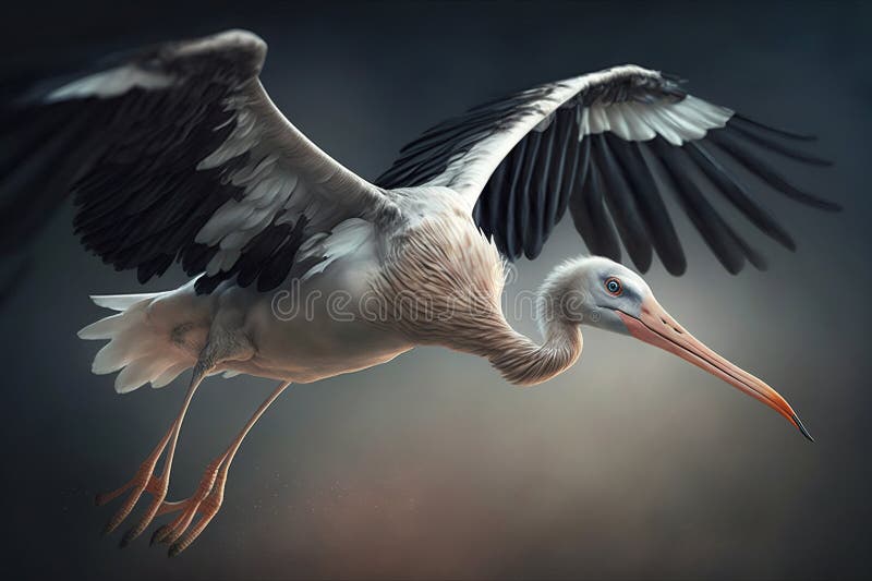 Realistic Drawing of an African Stork, Beautiful and Wild Bird, Ai ...