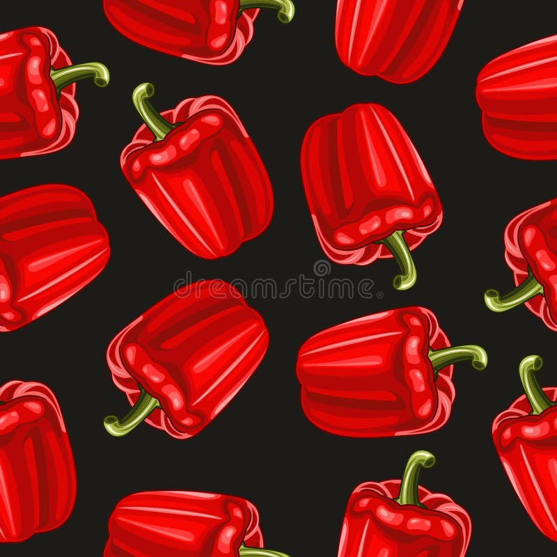 Realistic Drawing of Bell Pepper on a Black Background Stock Vector ...