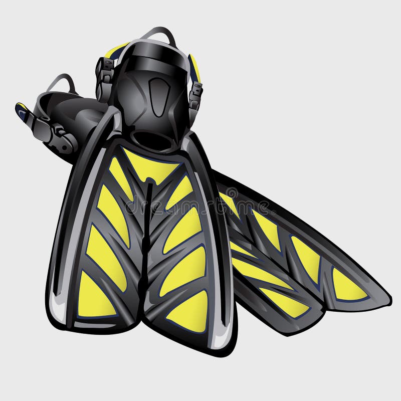 Realistic Drawing Fins. the Element of Diving Suit Stock Vector ...