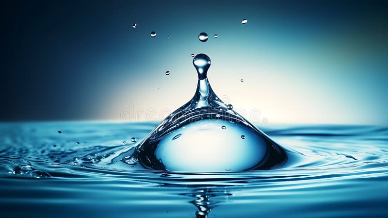 A Realistic Drop of Water Falling To the Water Surface Background with ...