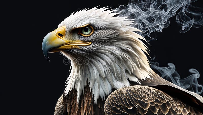 Realistic Eagle Side Profile Digital Artwork on Solid Black Background ...