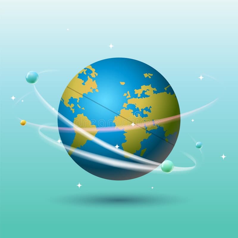 Realistic Earth Globe and Ring Orbit Around it, Vector Illustration ...