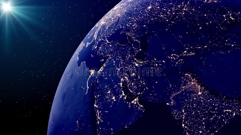 Realistic Earth at Night Animation with Seamless Loop Stock Footage ...