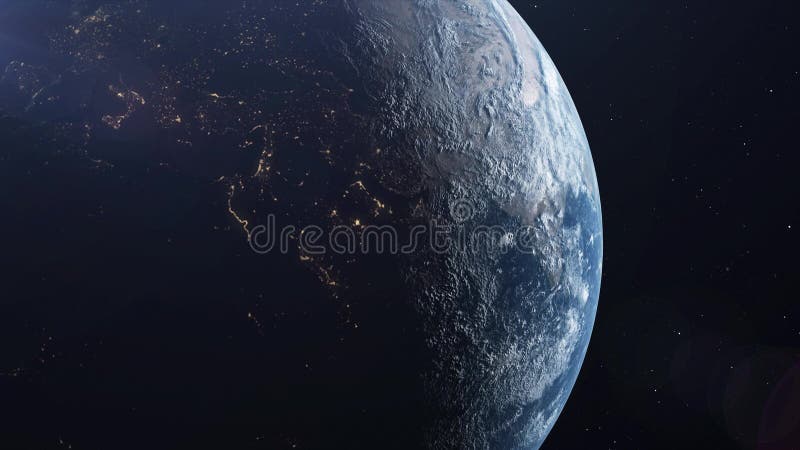 Realistic Earth with Night Lights from Space. 3d Illustration Stock ...