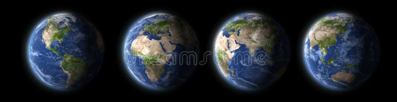 Realistic Earth Planet Different View Stock Illustration - Illustration ...