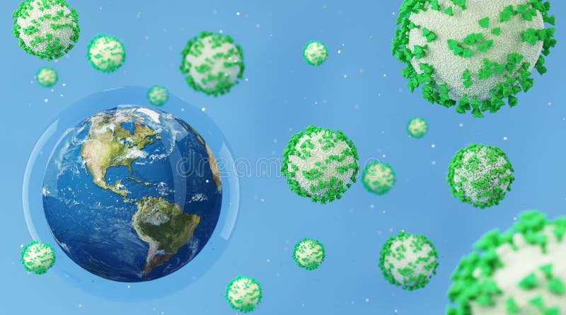 Realistic Earth in a Protective Shell Next To the Coronavirus Molecules ...