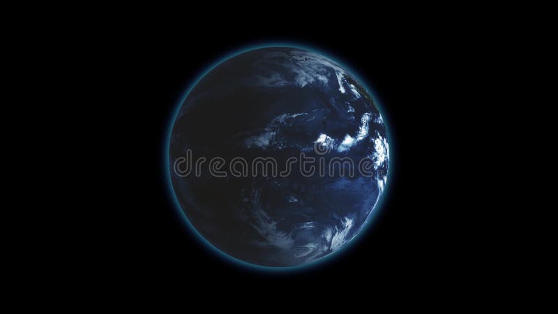 Realistic Earth Rotating on Black Background Loop . Globe is Centered ...