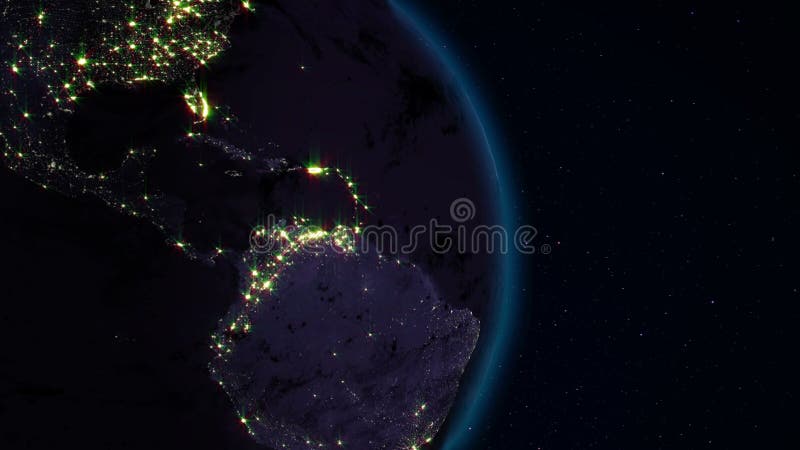 Realistic Earth Rotating in Space Loop. on the Planet Earth is Visible ...
