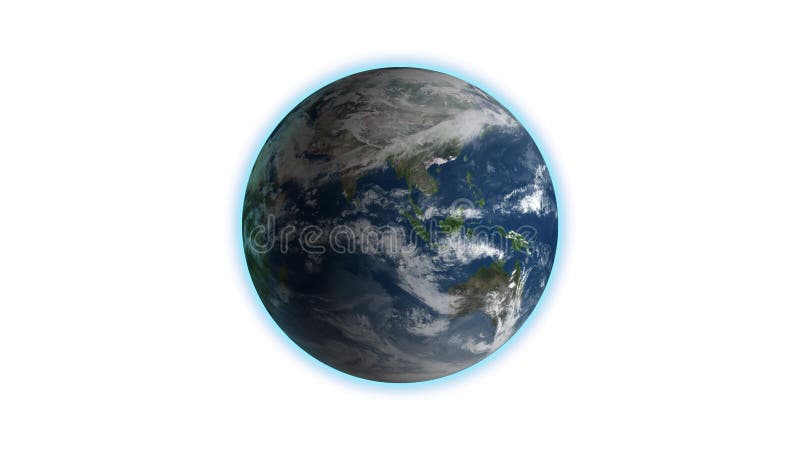 Realistic Earth Rotating on Black Background Loop . Globe is Centered ...