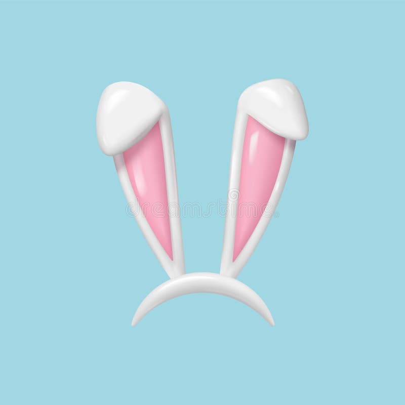 Realistic Easter Bunny Ears Isolated. 3d White Hare Ears. Funny Rabbit ...