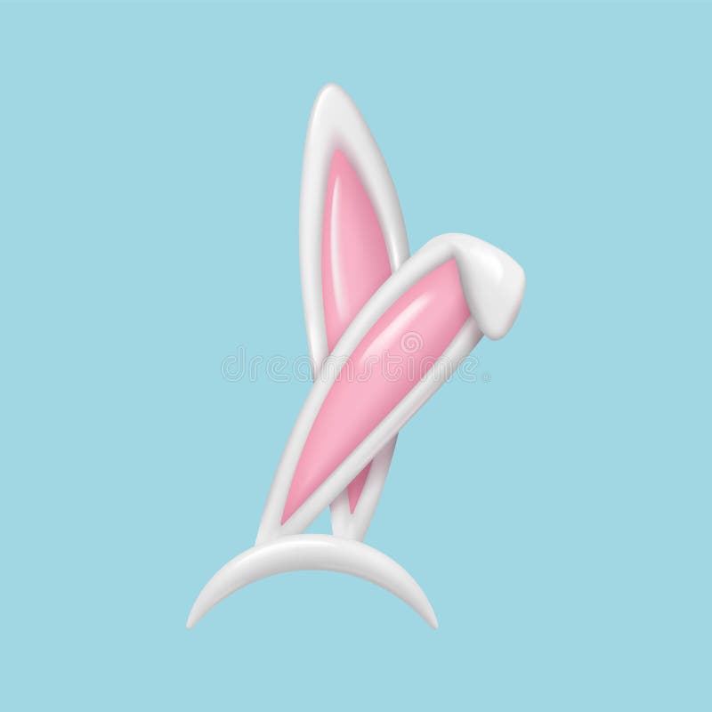 Realistic Easter Bunny Ears Isolated. 3d White Hare Ears. Funny Rabbit ...