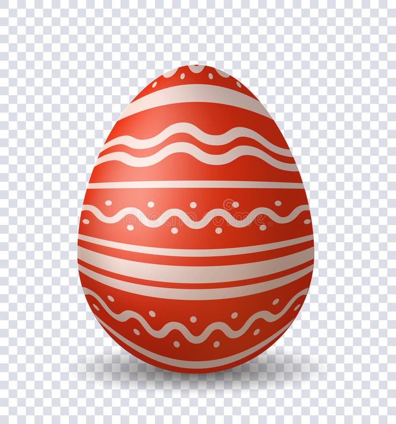 Realistic Easter Egg. Red and White Patterns at Egg. Traditional Spring ...