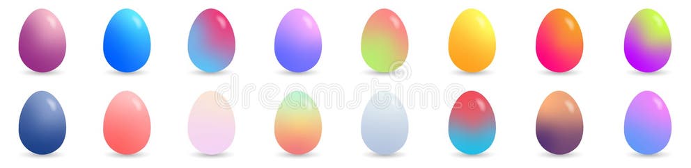 Realistic Easter Eggs Collection. Gradient Color Easter Eggs. Pastel ...
