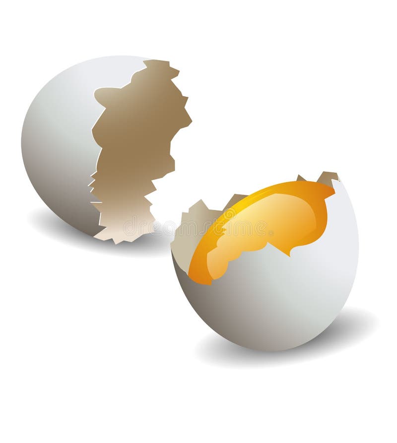 Broken Eggs Cracked Open Easter Eggshell Design 3d Realistic Icons Set ...