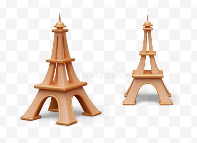Realistic Eiffel Tower, Front and Side View. Set of Isolated Vector ...