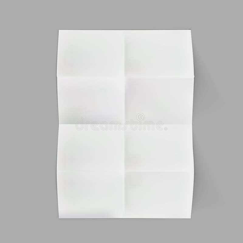 Realistic Eight Folded White A3 Sheet of Paper Stock Illustration ...