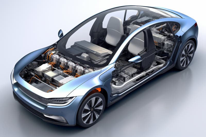 Realistic Electric Car Rendering Showcasing Internal Battery Pack and ...