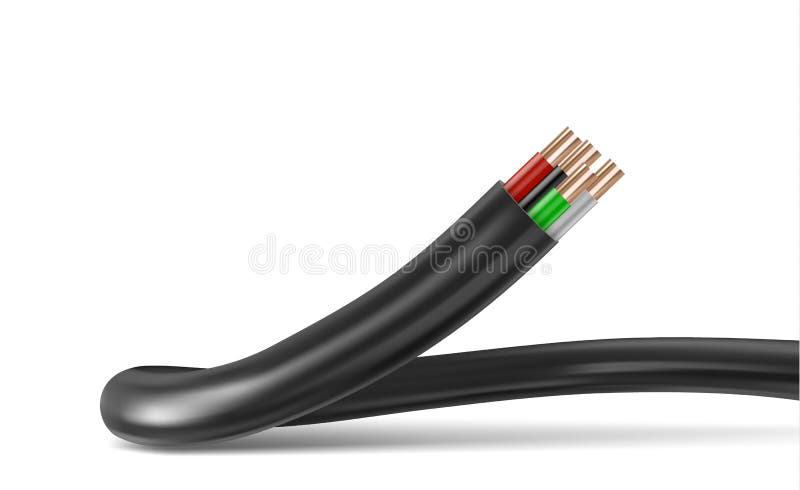 Realistic Electrical Wires. Cable Power Energy. Flexible Thick Network ...