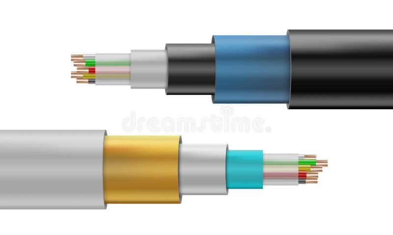 Realistic Electrical Wires. Cable Power Energy. Flexible Thick Network ...