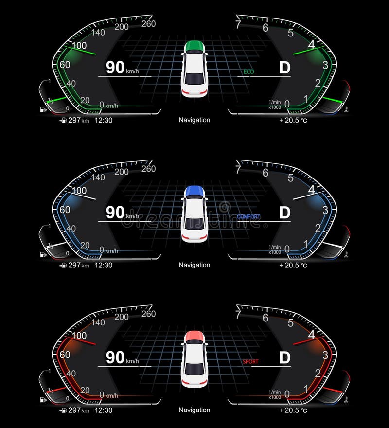 Realistic car dashboard stock illustration. Illustration of check ...