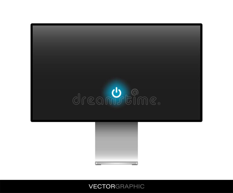Computer Monitor Template Big Power Button Blue Stock Vector ...