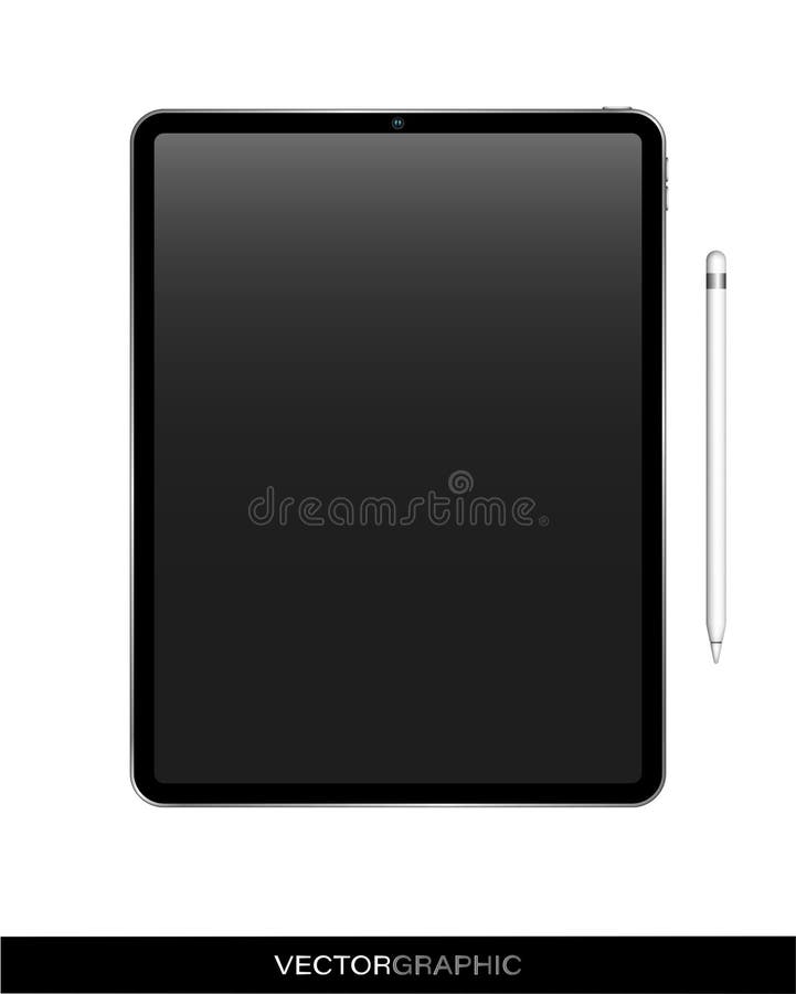 Tablet Display Template with Pencil Stock Vector - Illustration of ...