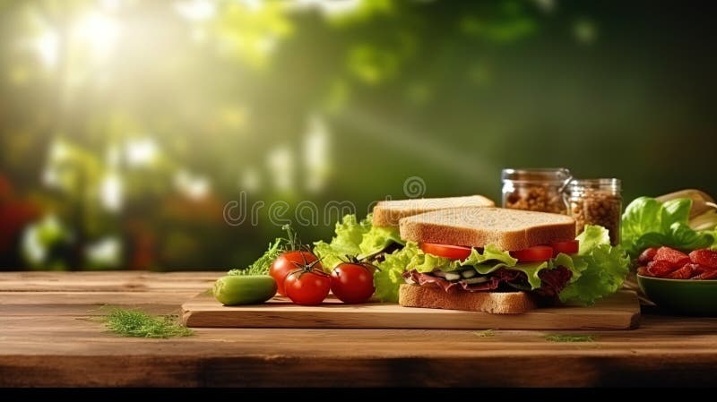 Realistic and Elegant Setting for a Sandwich Ad with Space for Text ...