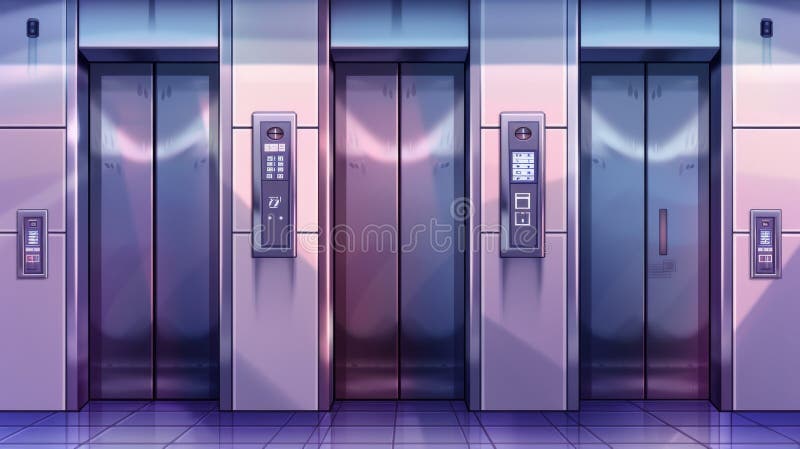 A Realistic Elevator Cabin with Closed Doors Inside View. a Digital ...